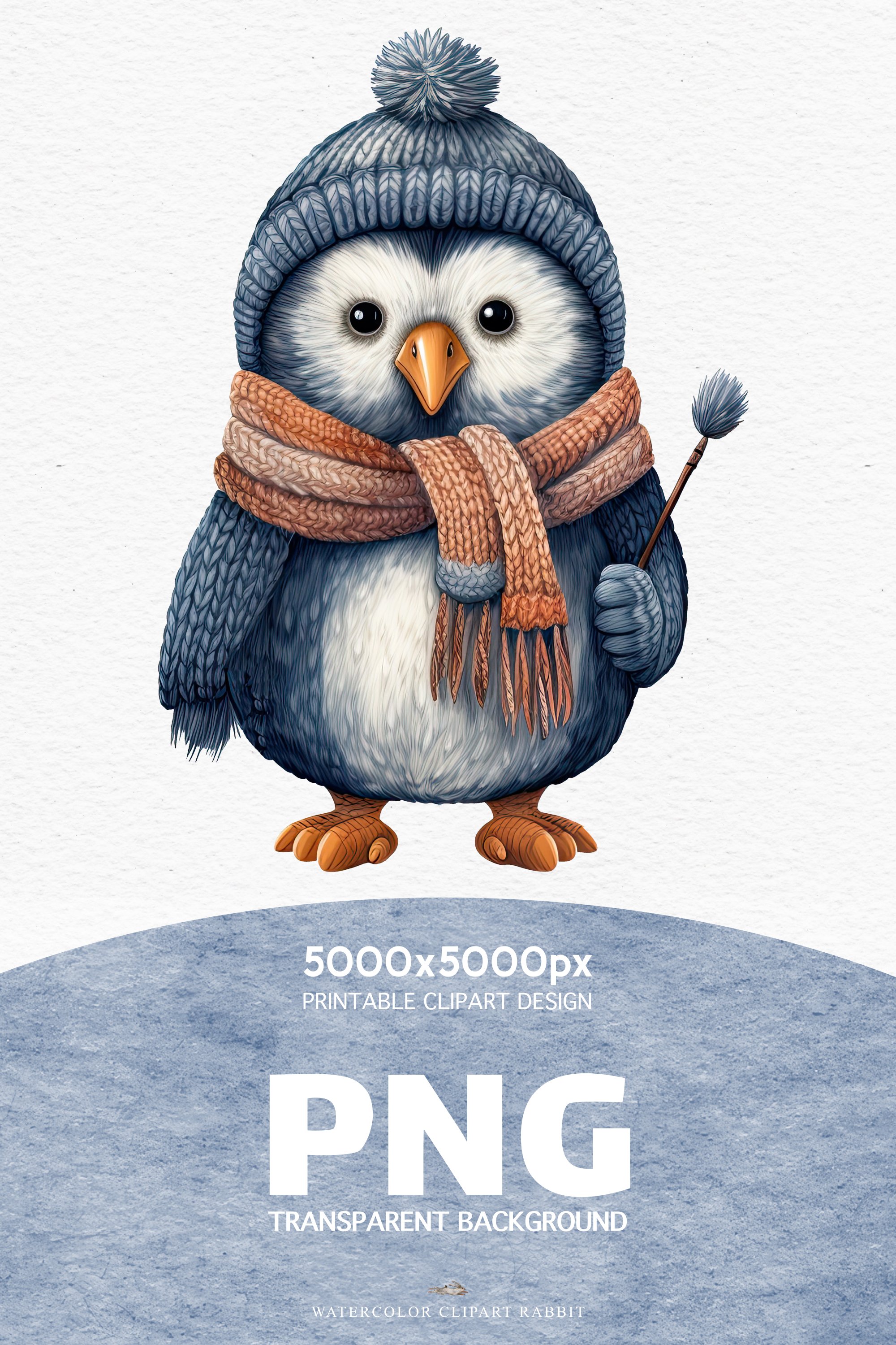 Cute Winter Baby Penguin Crochet Christmas Animals Clipart