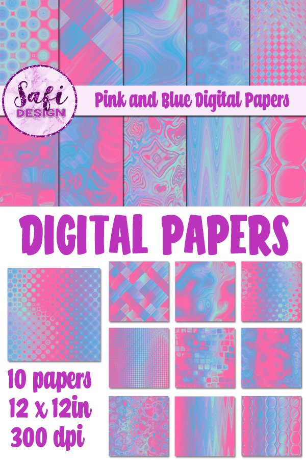 Pink and Blue Digital Papers (700529)