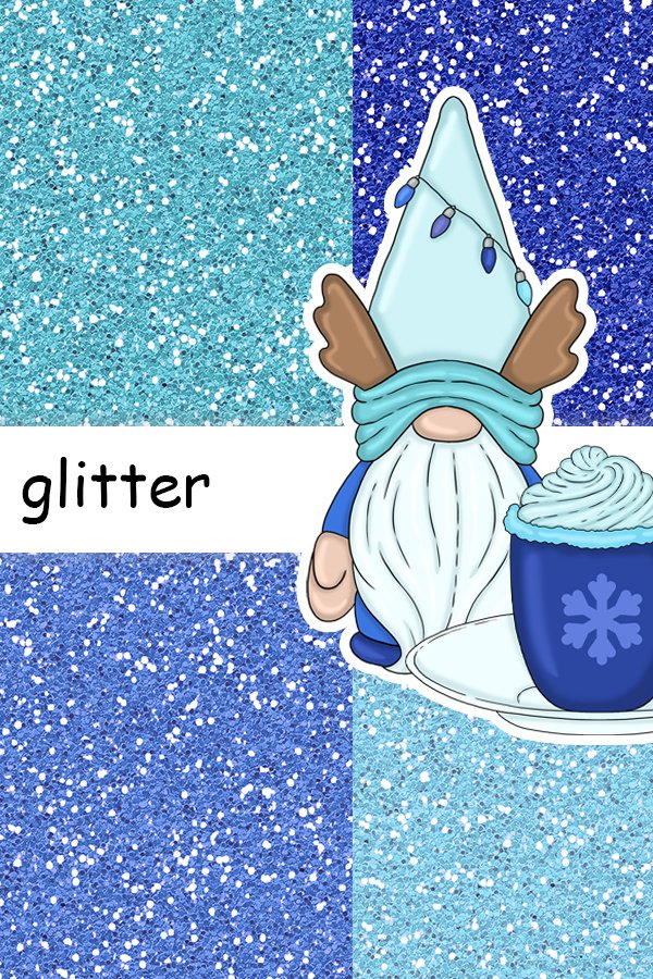 Winter Blue GLITTER Holiday Paper For Planner - JPEG