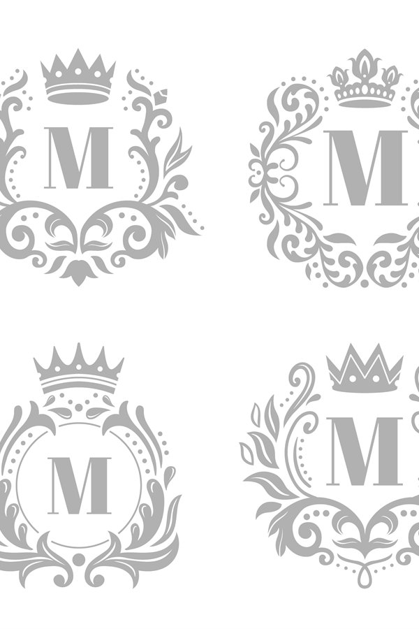Vintage monogram emblem. Luxury ornate silver logo, heraldic