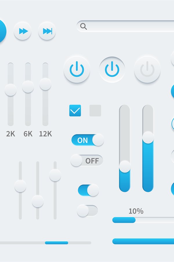 White ui. User interface elements for mobile app, websites,