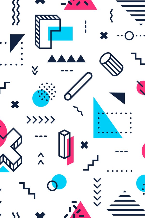 Colorful memphis style seamless pattern. Abstract geometric