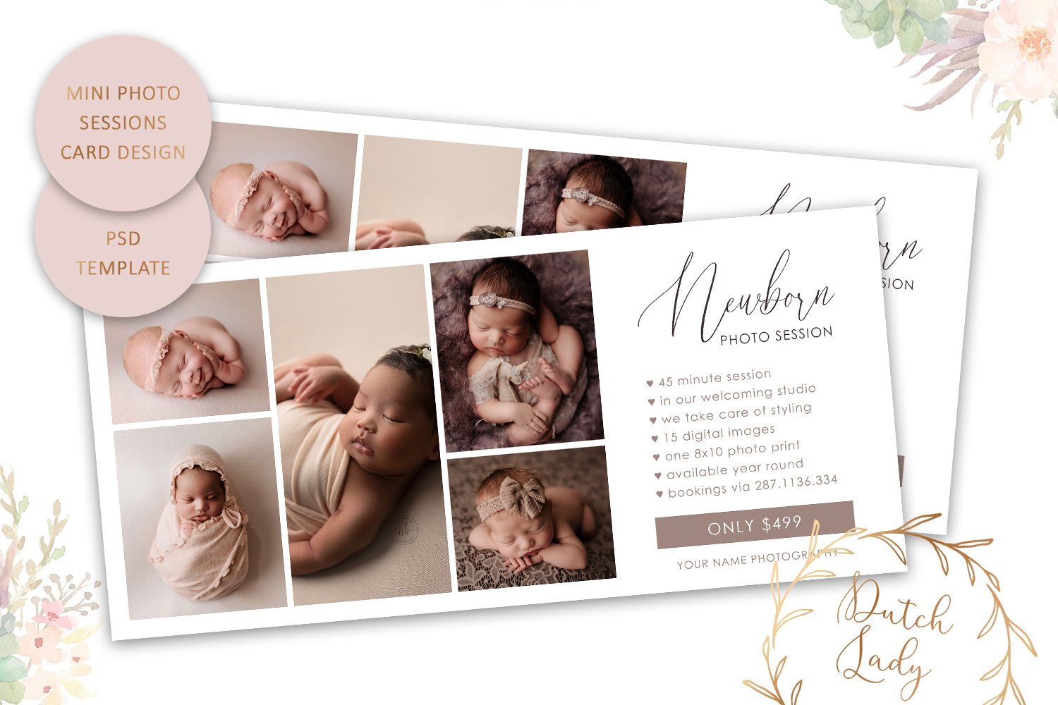 PSD Newborn Photo Session Rack Card Template - Design #69