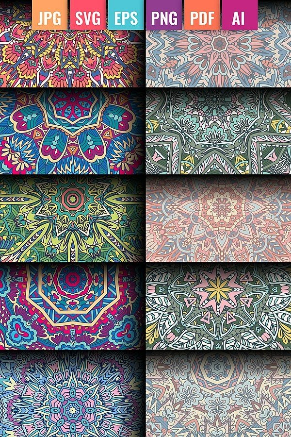 Abstract Boho zentangle Mandala Seamless Pattern vol.29