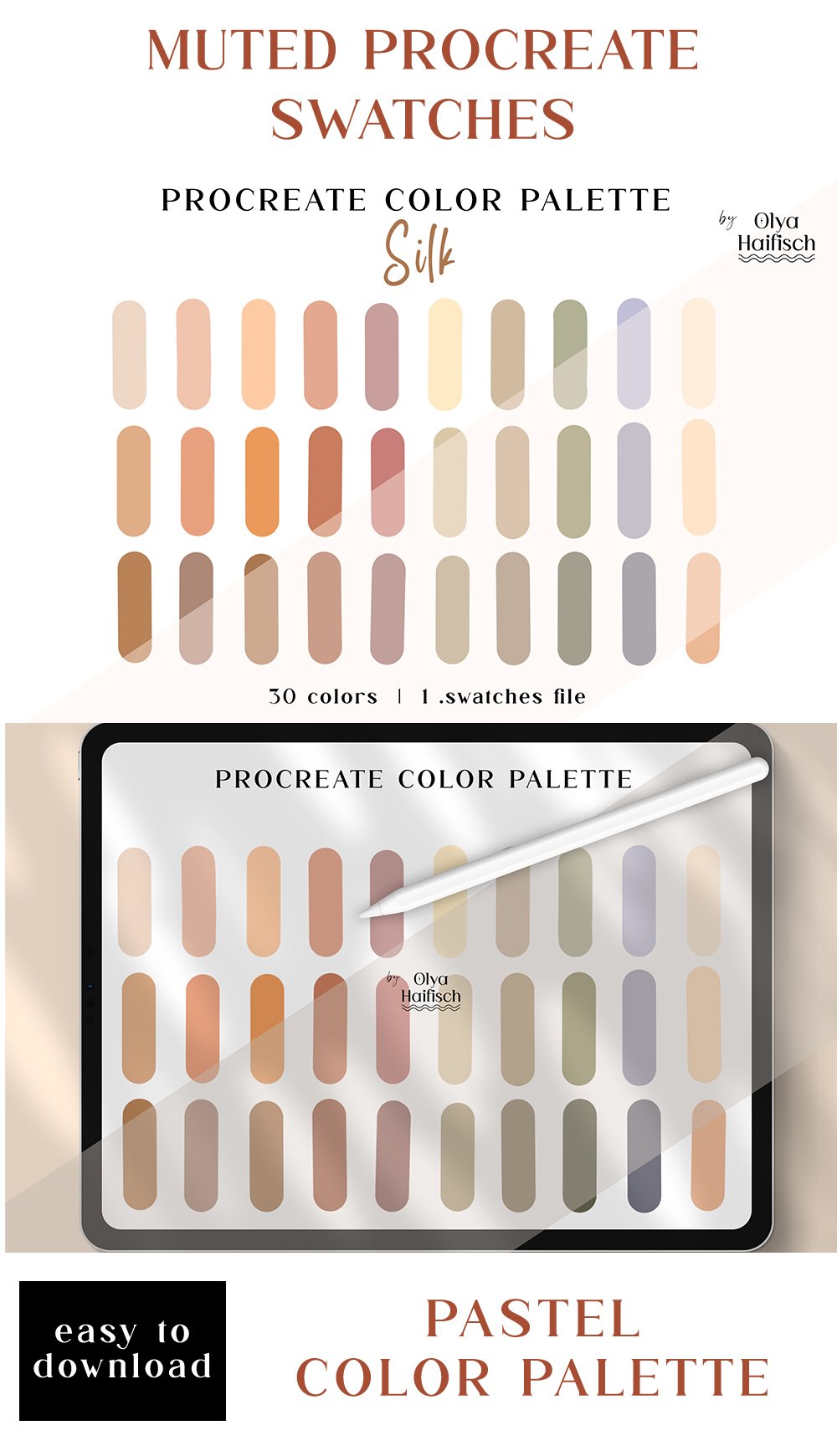 Soft Procreate Color Palette. Pastel Procreate Swatches