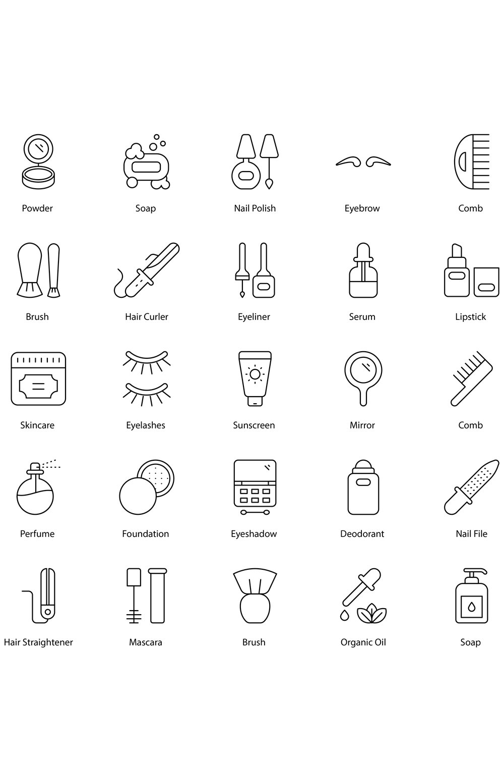 Beauty and Cosmetics Icon Set