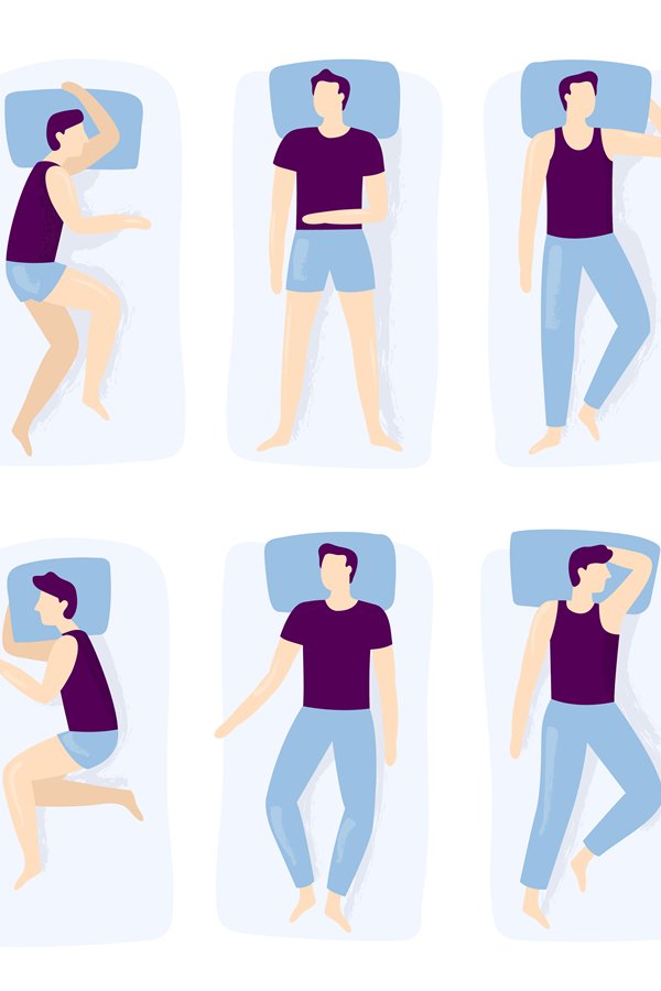 Man sleeping poses. Night sleep pose, asleep male positionin