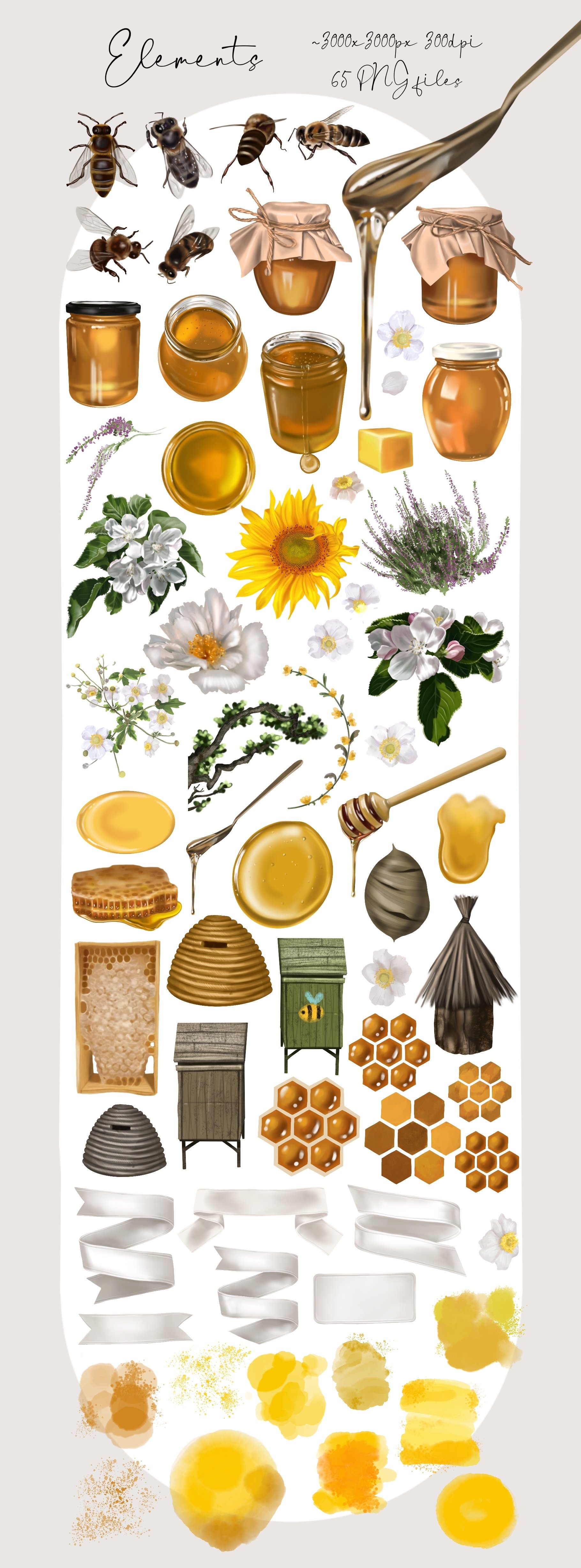 Honey Bee, Bundle Watercolor clipart PNG, honey (2057650)