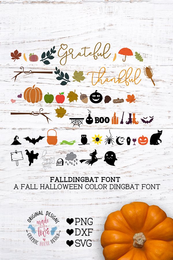 Fall Halloween Dingbat Color Font