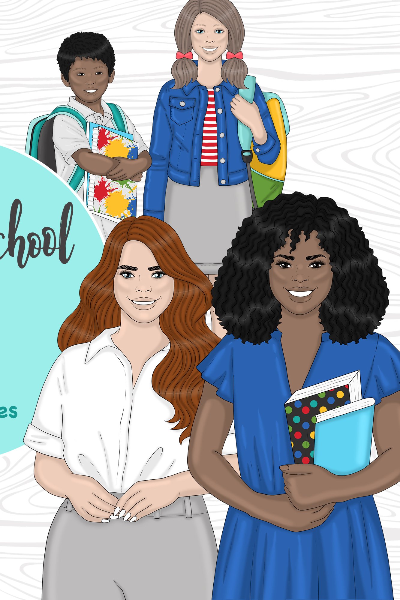 Back To School Kids Clipart | Teacher Illustration PNG