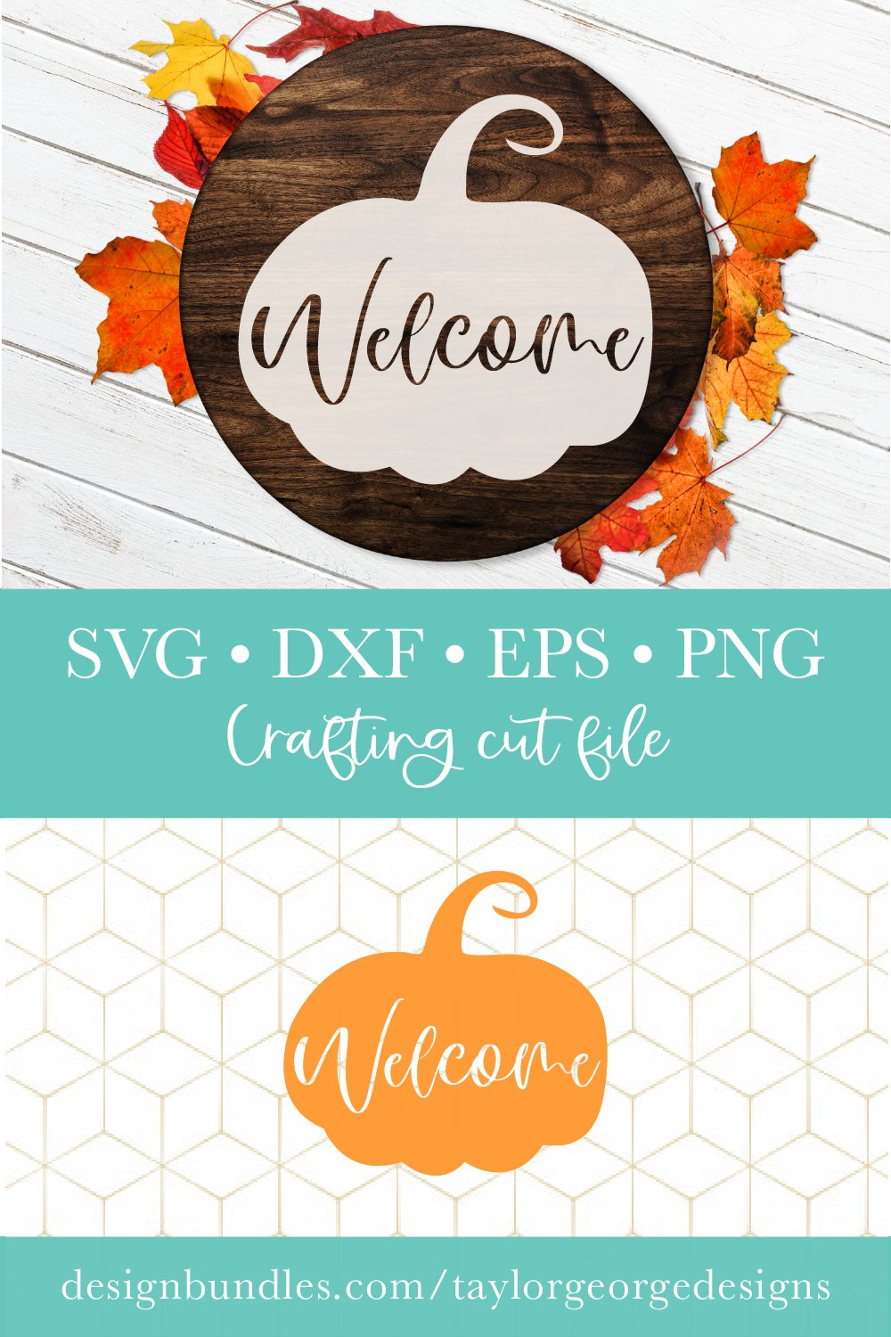 Fall Pumpkin Welcome Sign Decor SVG DXF PNG Cut File