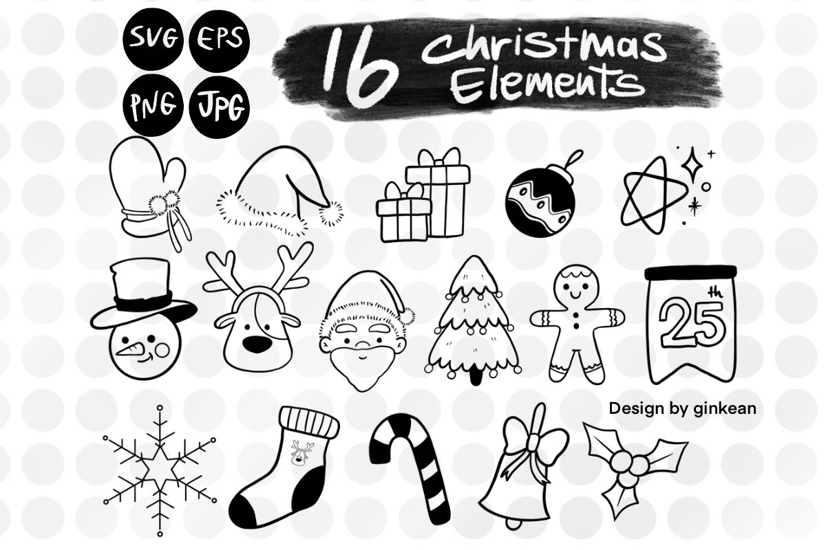 16 Christmas element svg, eps, png, jpg file, svg element