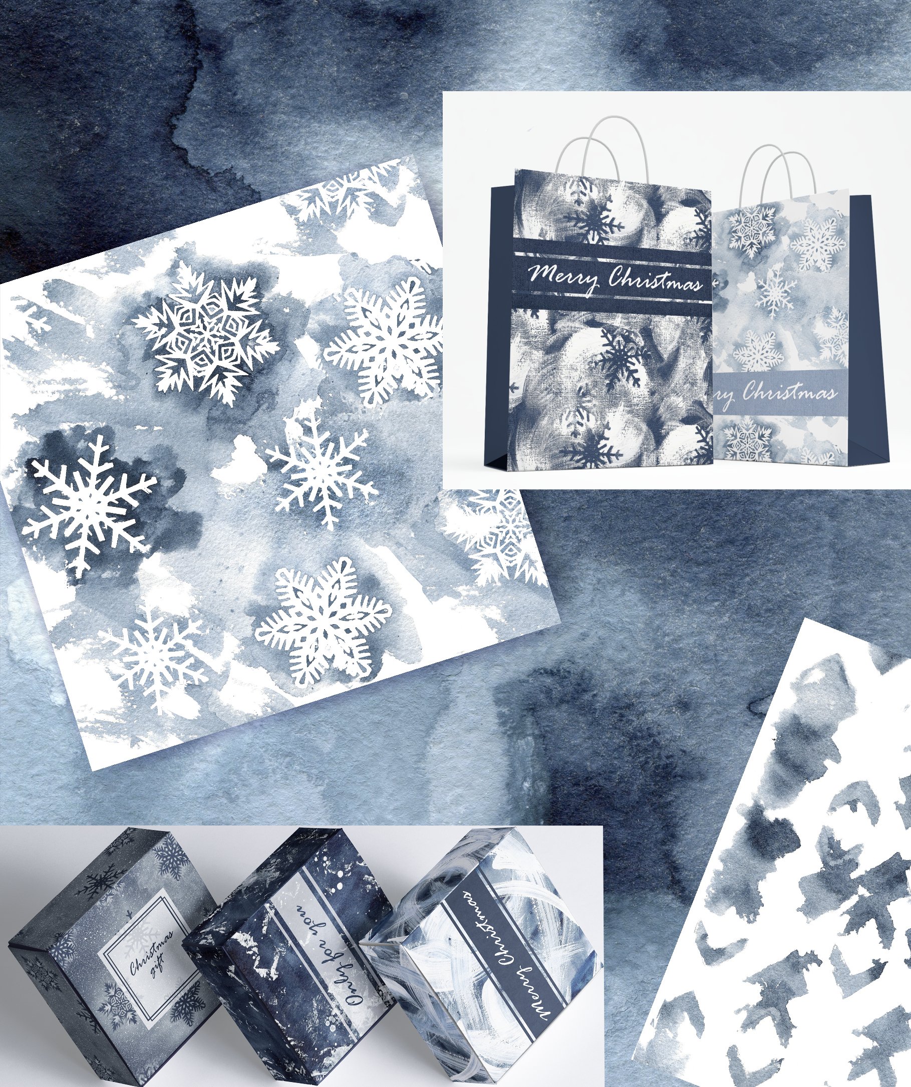 Watercolor and gouache Winter Digital Papers