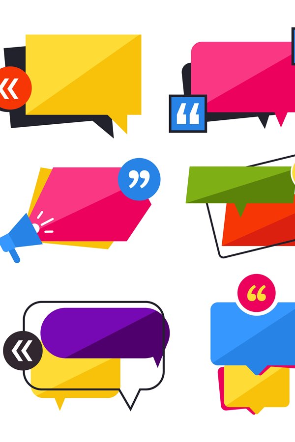 Quotes frames set. Quote shapes. Colorful graphic forms for