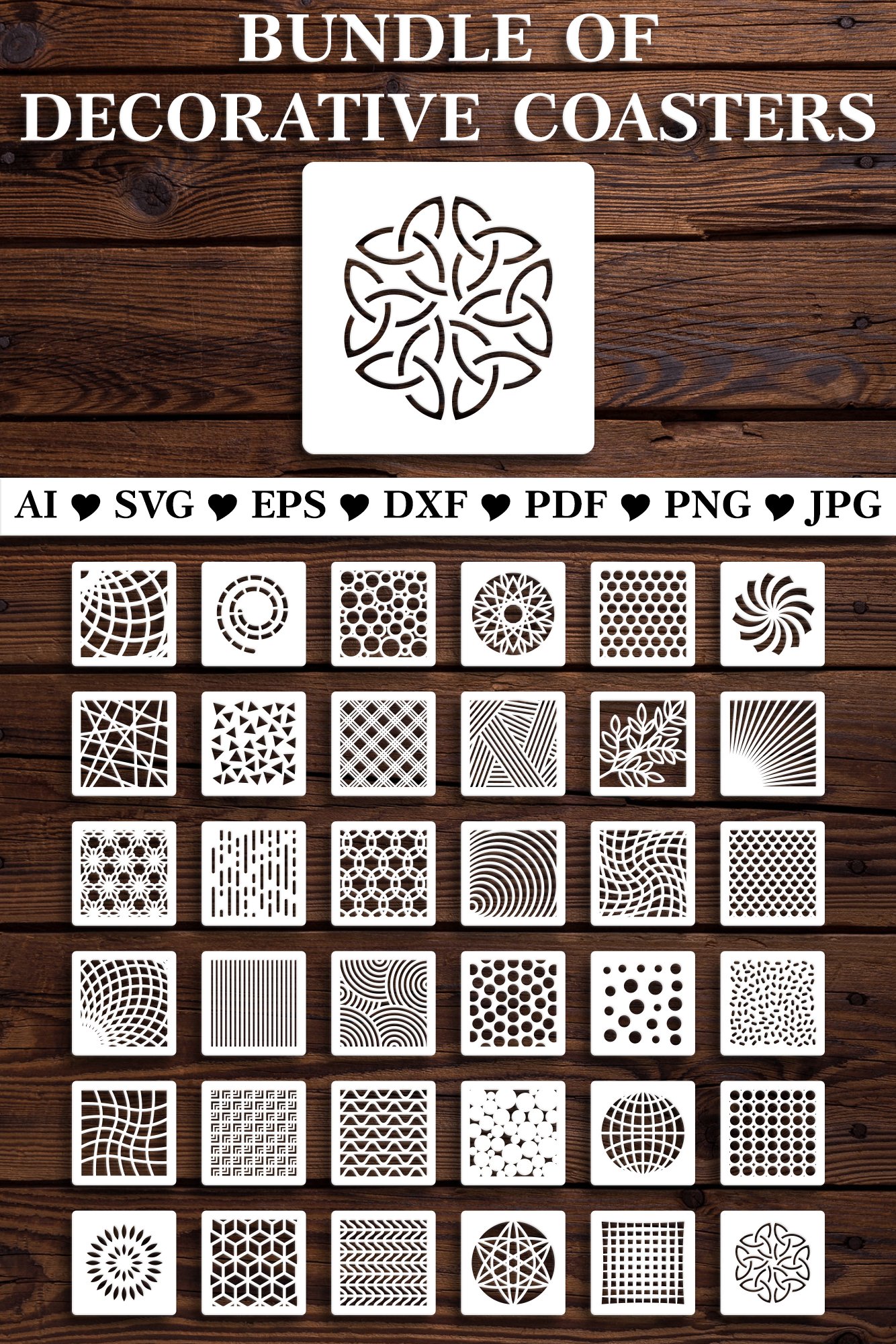 Coasters SVG Bundle. Square Coasters Designs. Laser Coasters