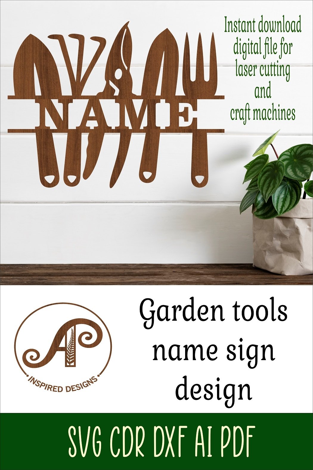 Garden tools sign svg laser cut template (2565046)
