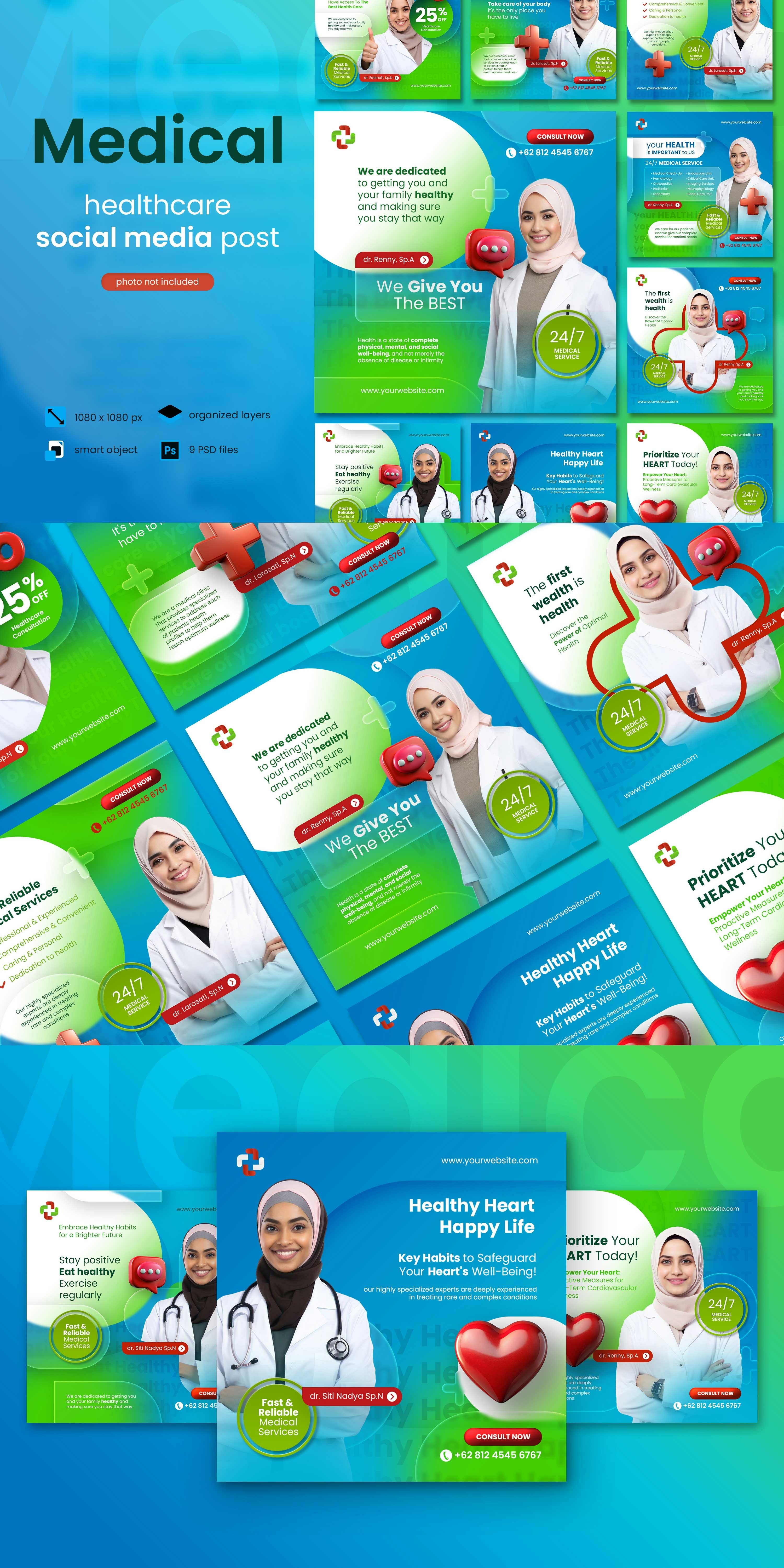 Healthcare & medical service social media post layout