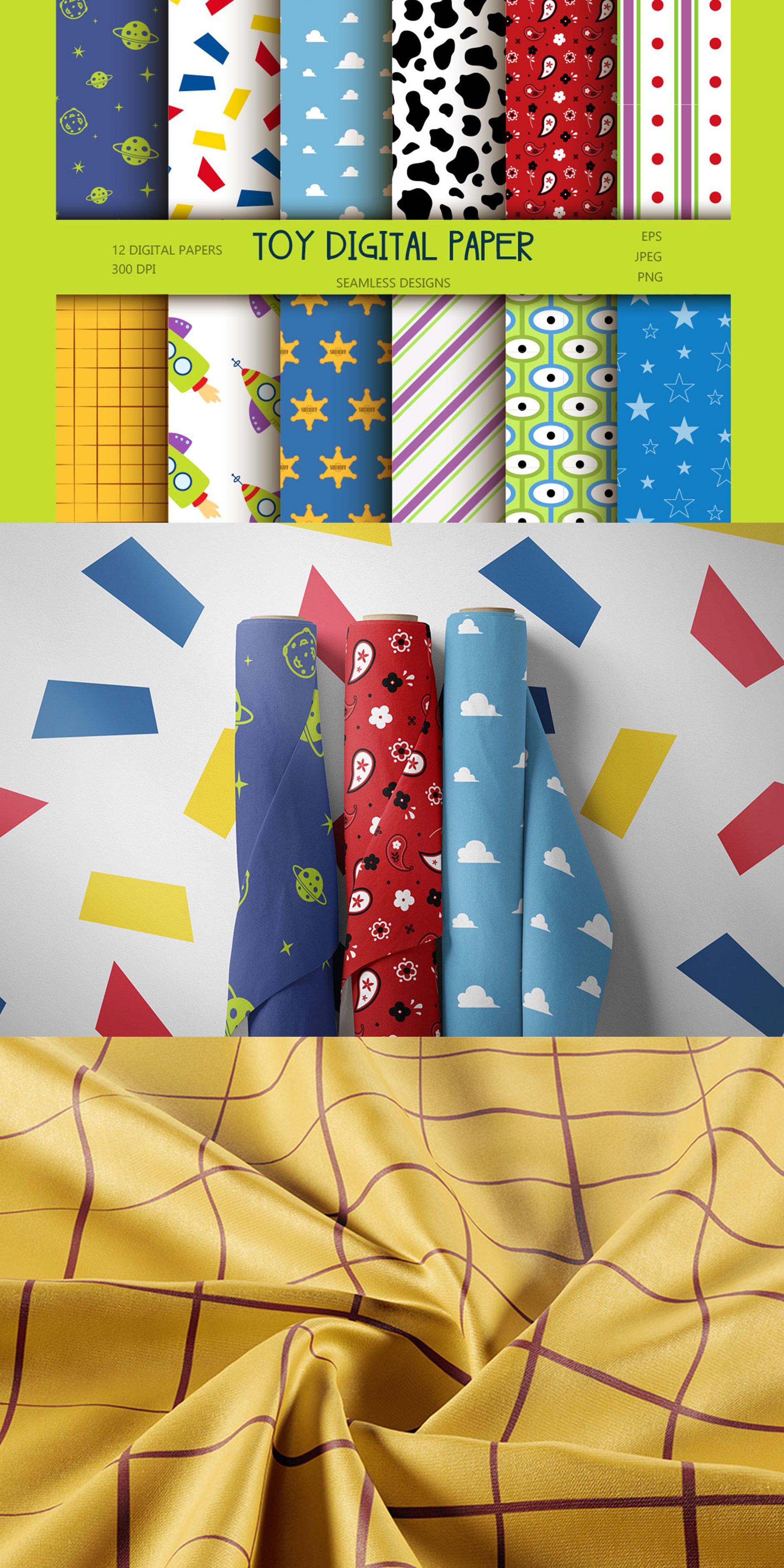 12 x Toy Story Digital Papers for Scrapbookers