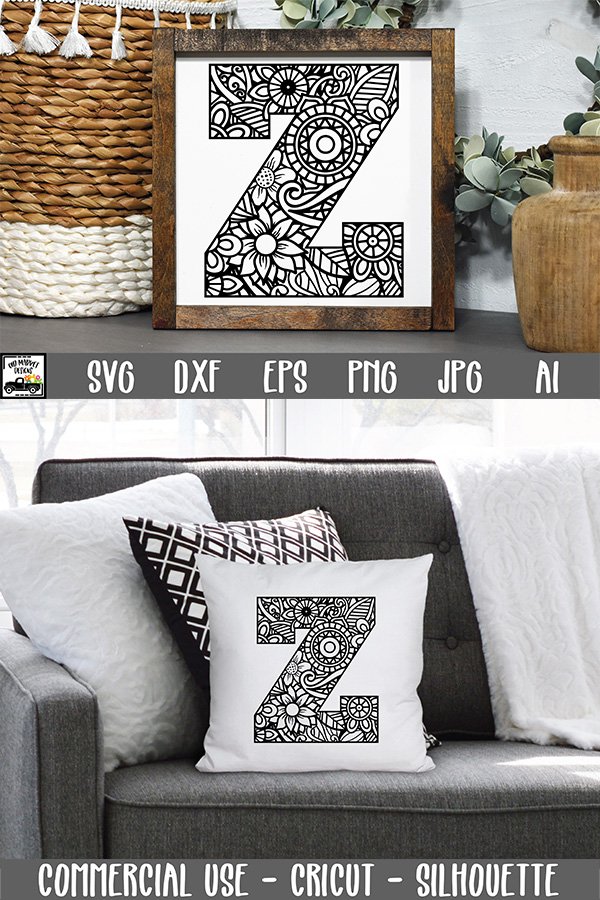 Letter Z SVG Cut File|Mandala Monogram Letter Z SVG File