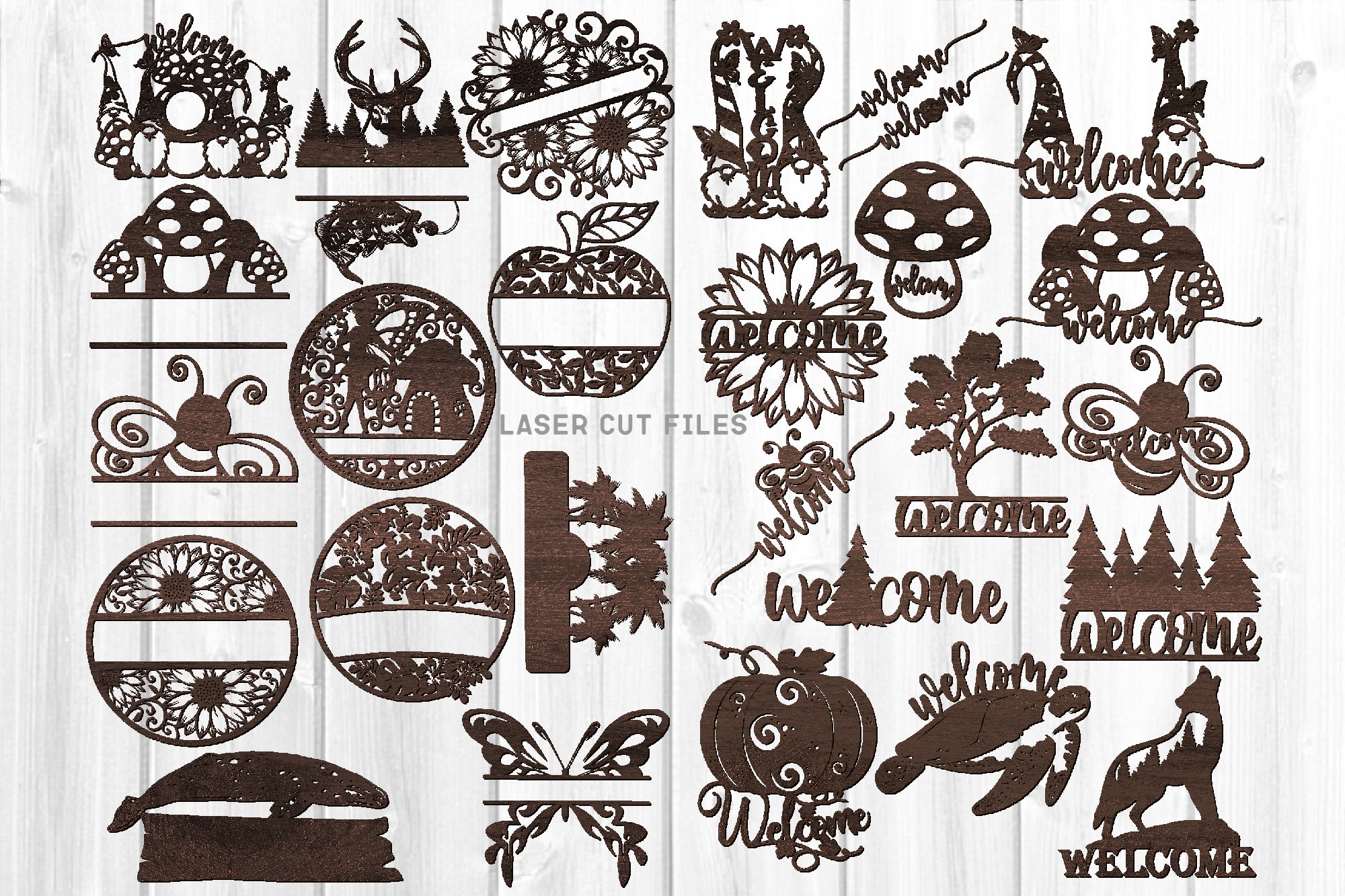 Monogram Welcome Sign SVG Bundle | 27 Laser Cut Files