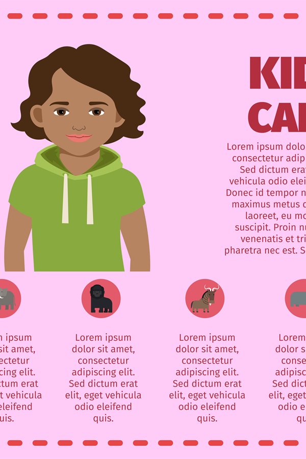 Kids card infographic with young boy