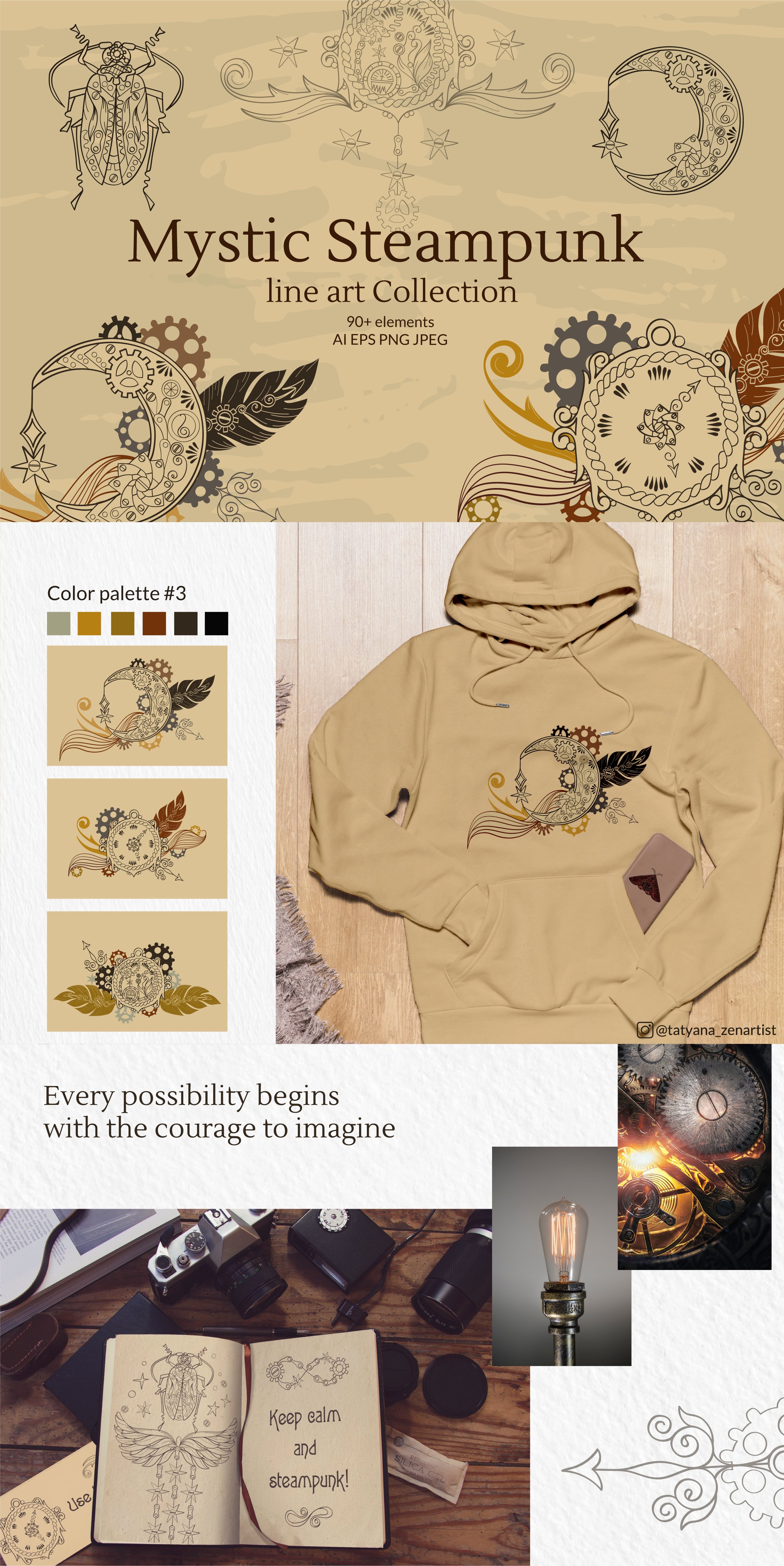 Linear Mystic Steampunk Symbol Collection