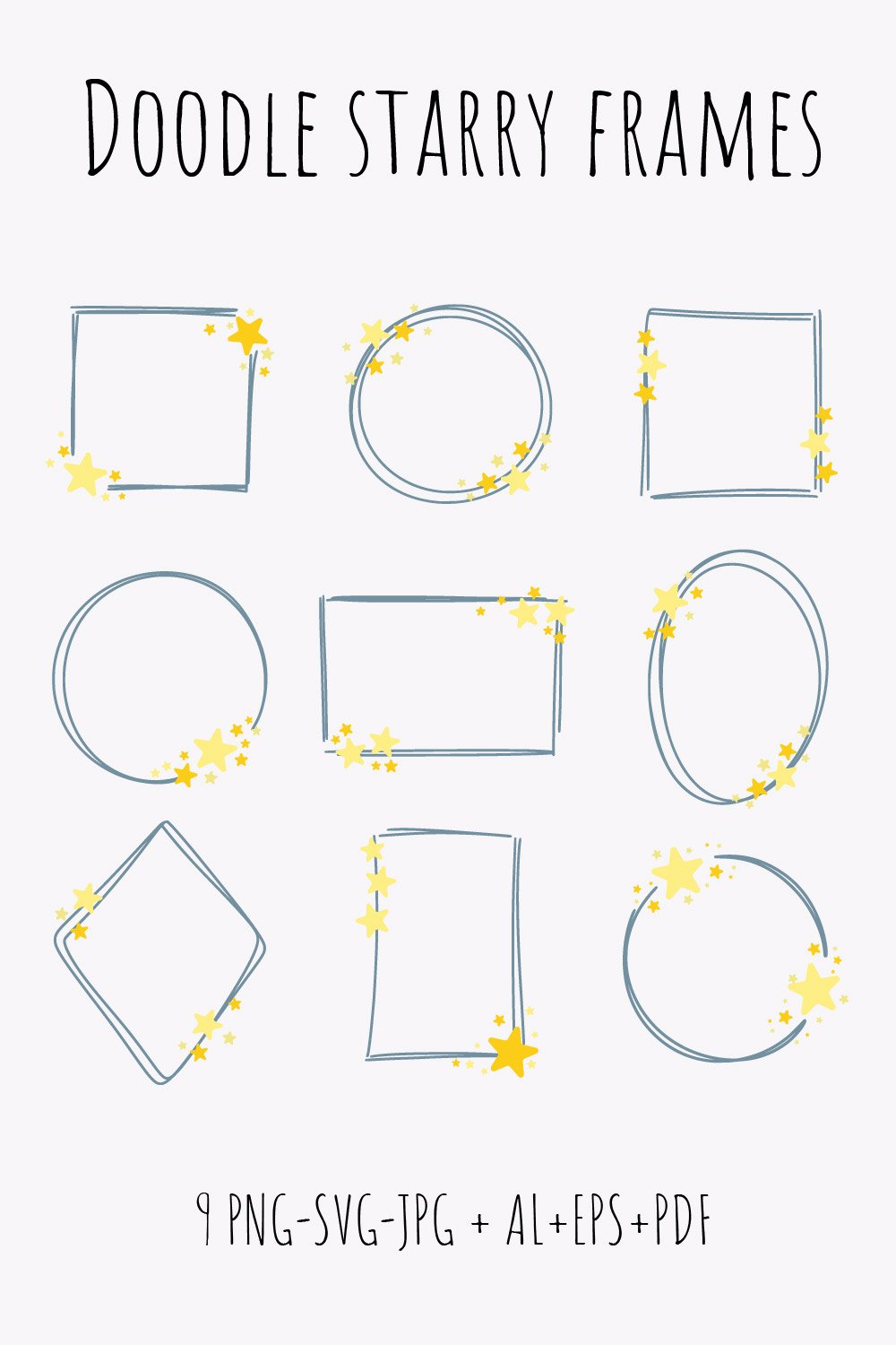 Doodle frames vector clipart|Star set