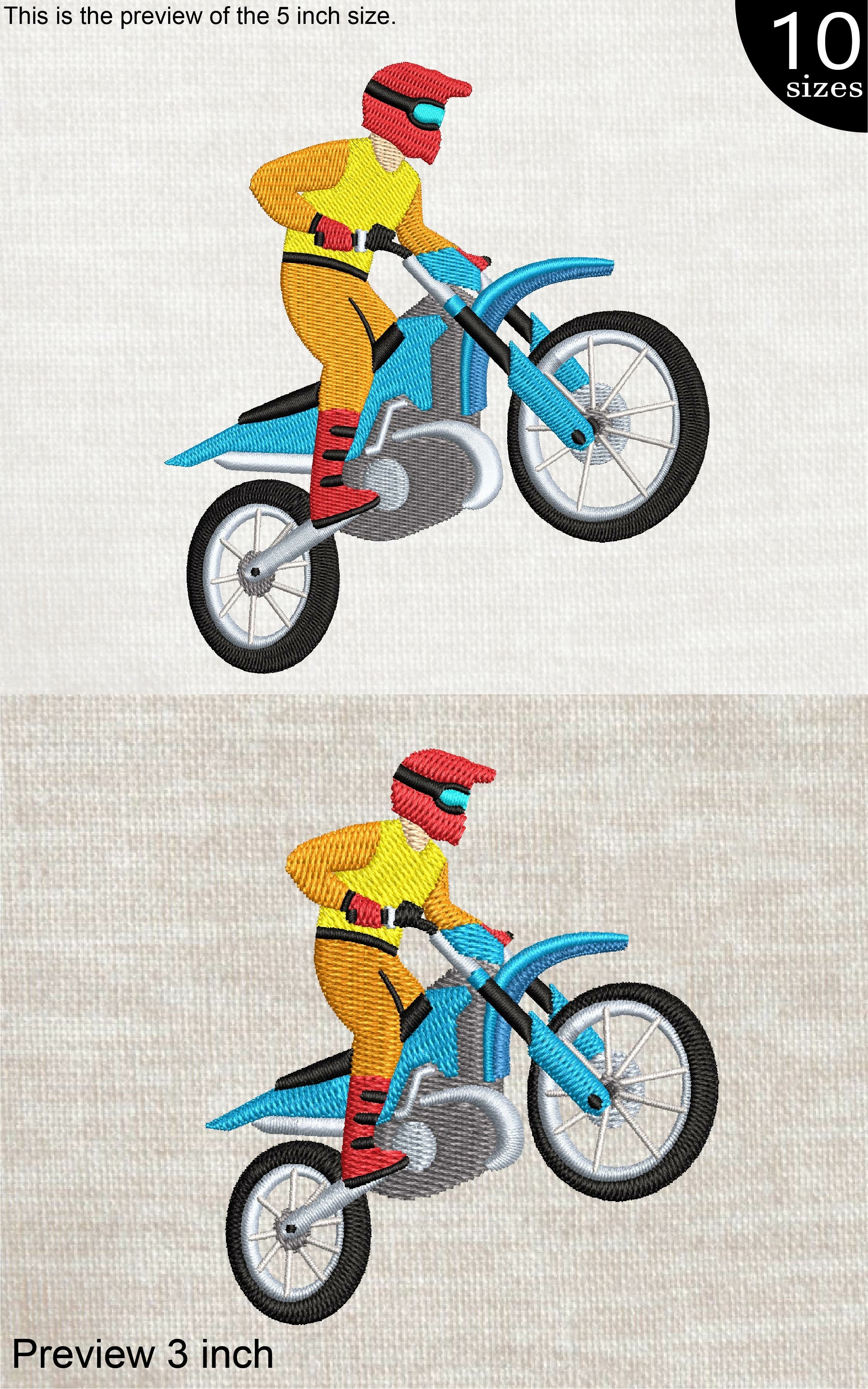 Motocross Biker - Embroidery Files - 95e