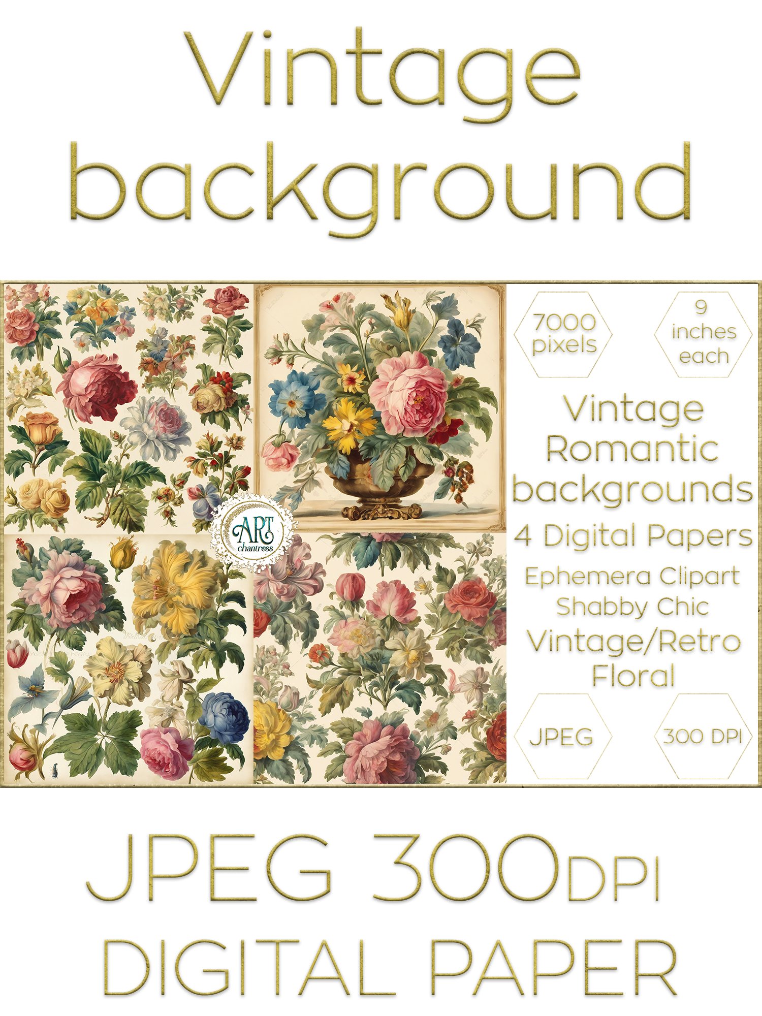 Vintage Classic digital papers Bohemian Floral (3104871)