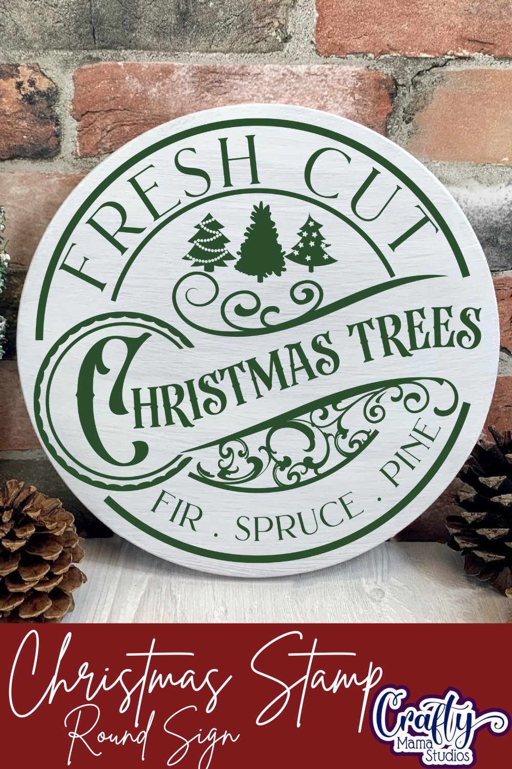 Christmas Round Sign Svg, Fresh Cut Christmas Trees Sign