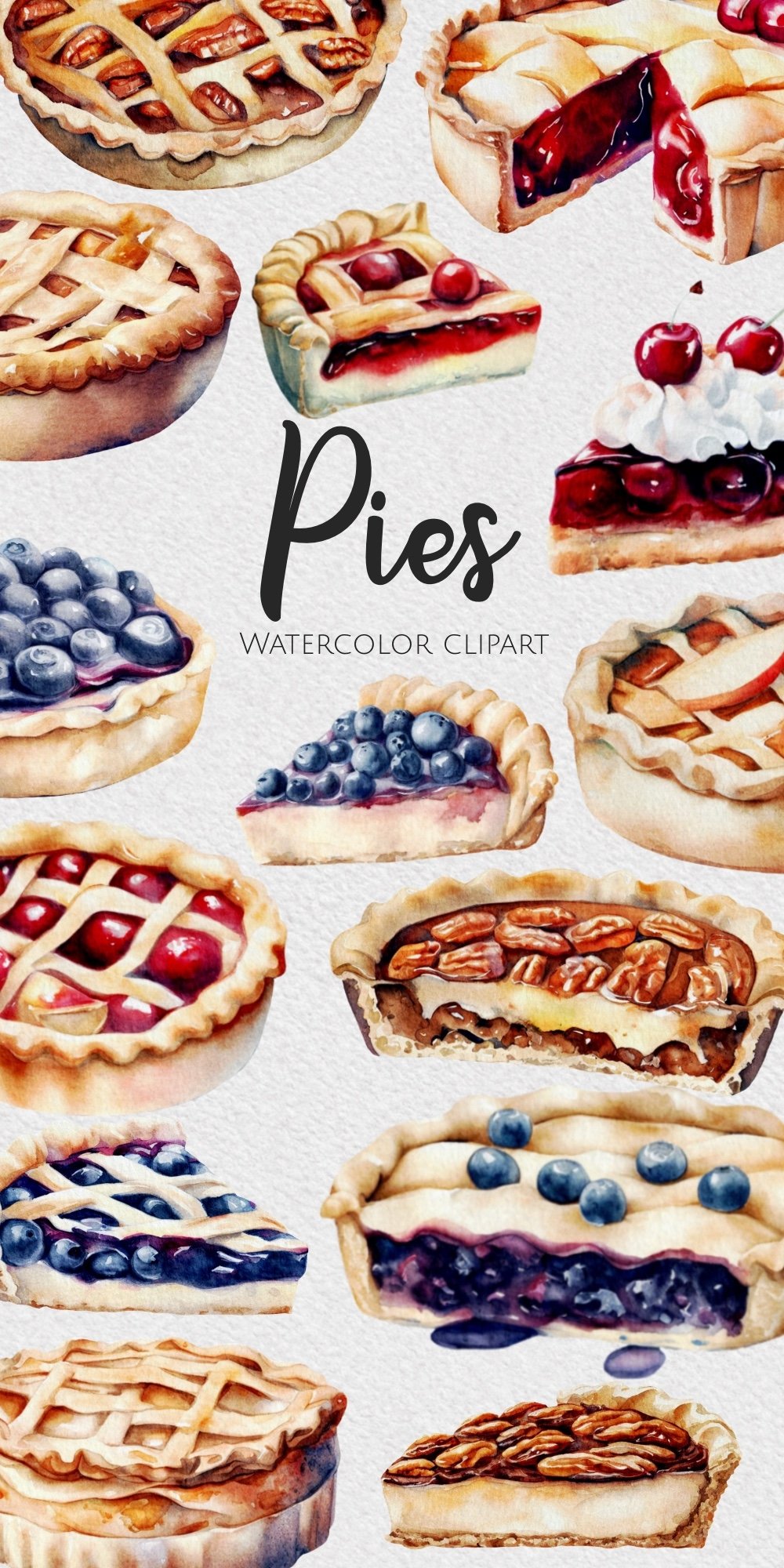 Watercolor pie illustration Clipart