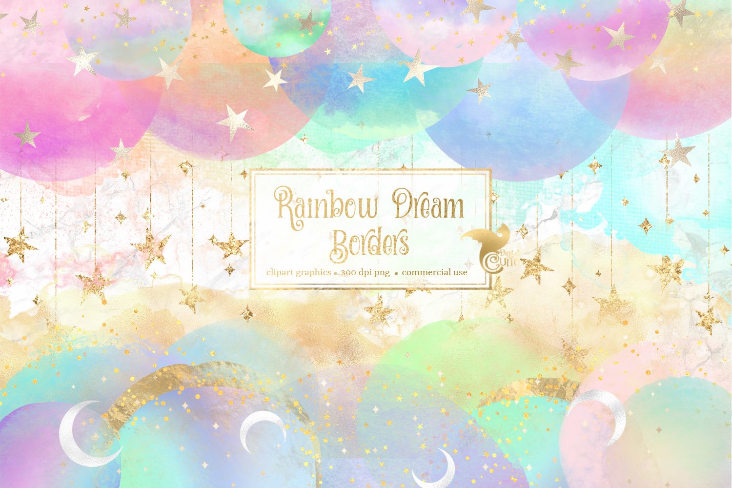 Rainbow Dream Borders Clipart