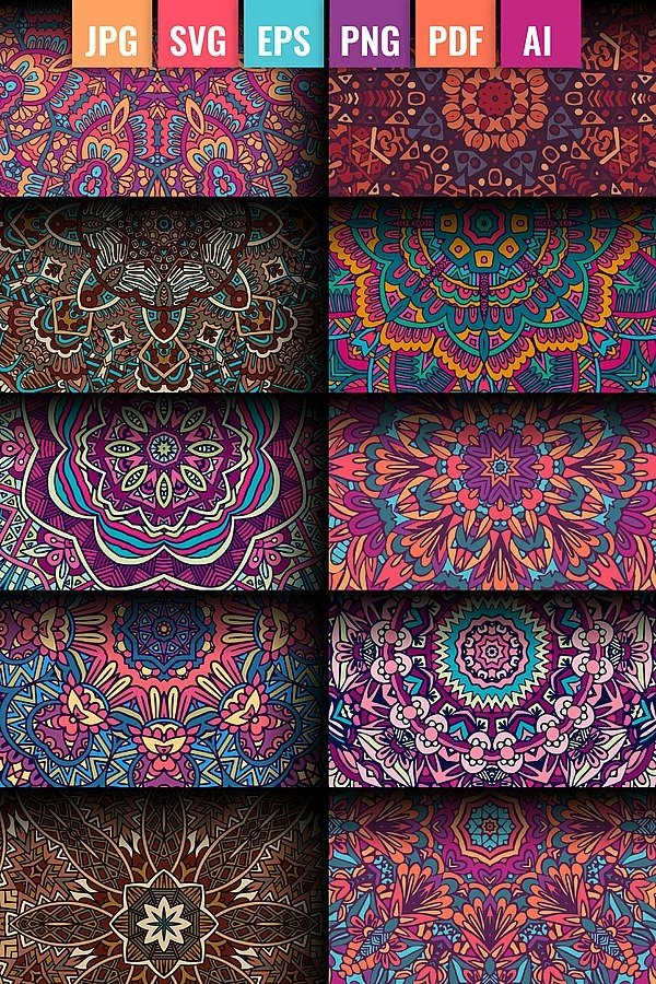Abstract Boho Festival Mandala Seamless Pattern (1218448)