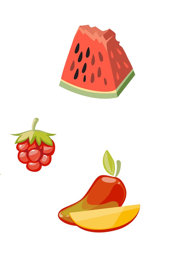Vector red fruits collection isolated over white