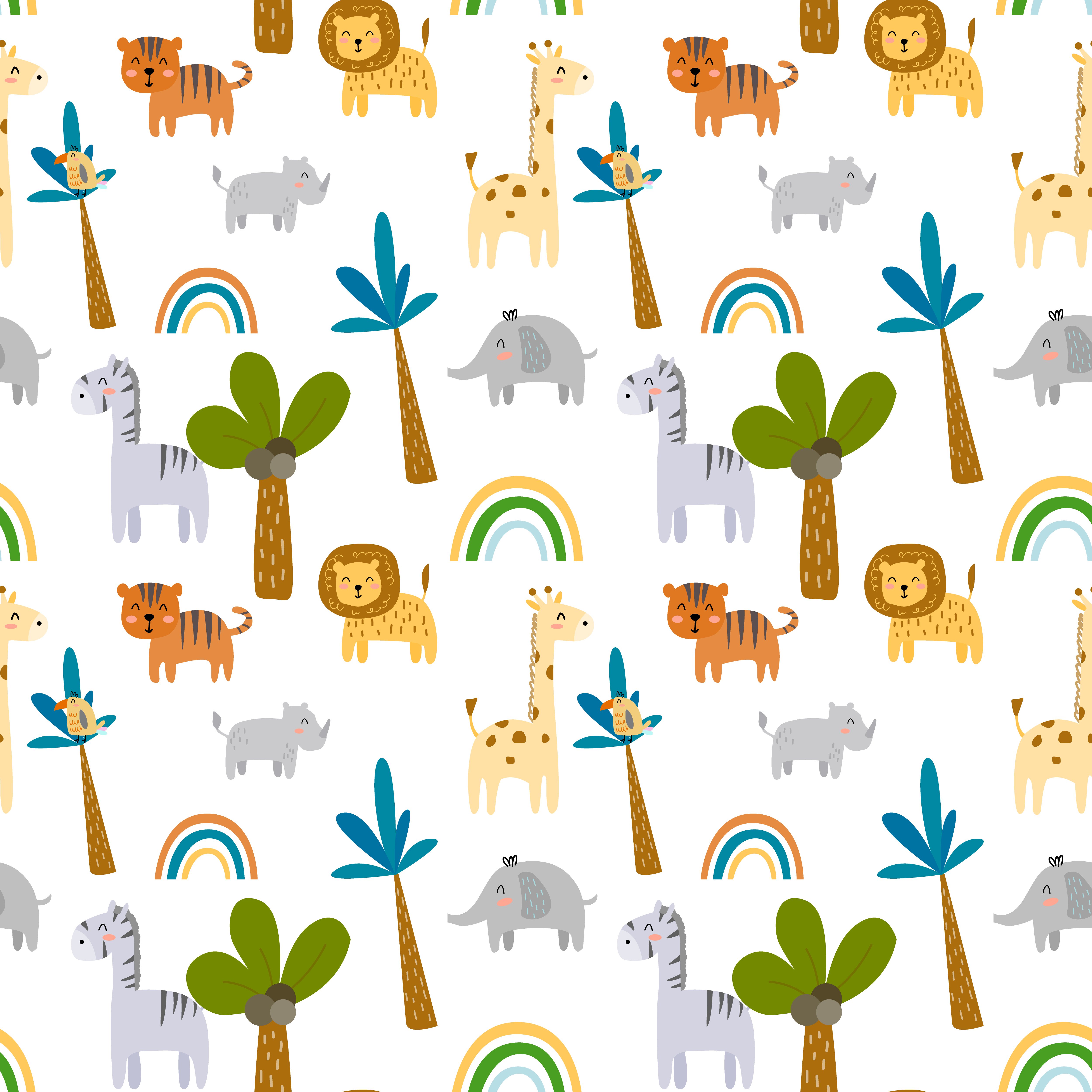 Safari animals digital paper pack, Jungle animals pattern
