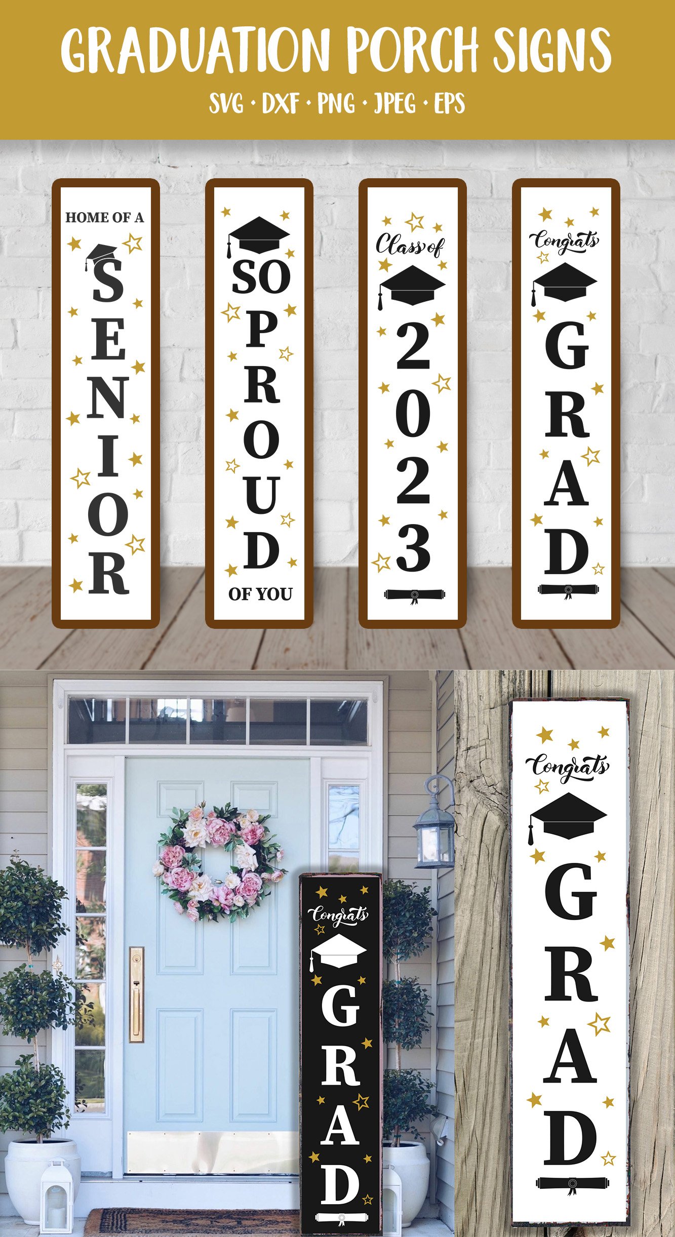 Graduation Porch Sign Bundle SVG. Class of 2023 Porch Signs