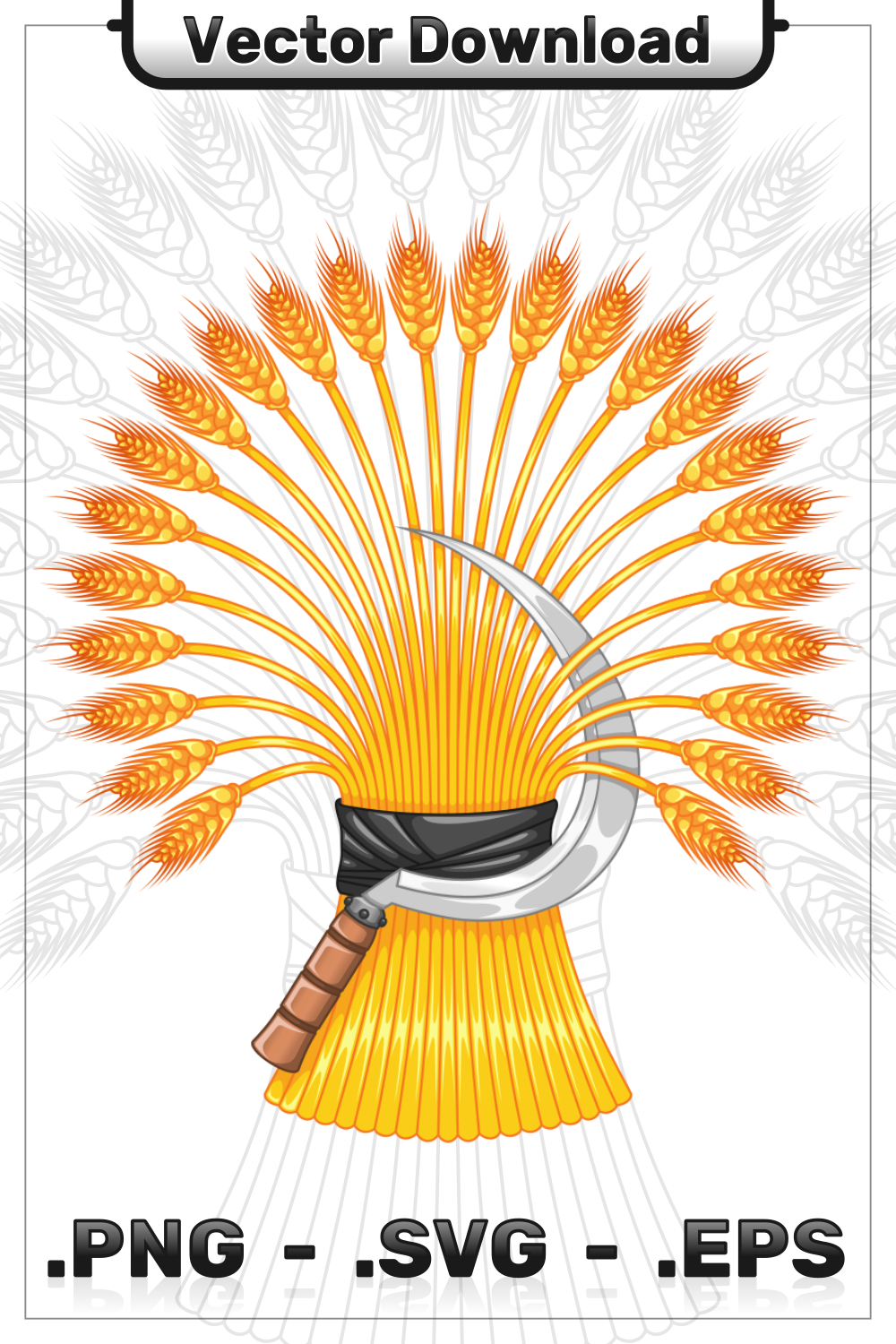 Wheat sheaf with sickle harvest symbol