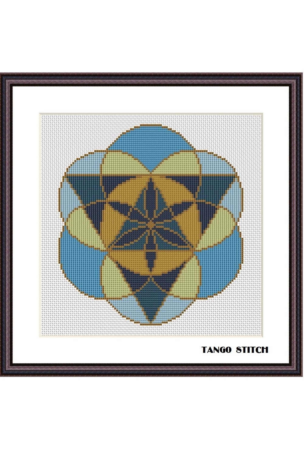 Sacred round cross stitch ornament needlecraft pattern
