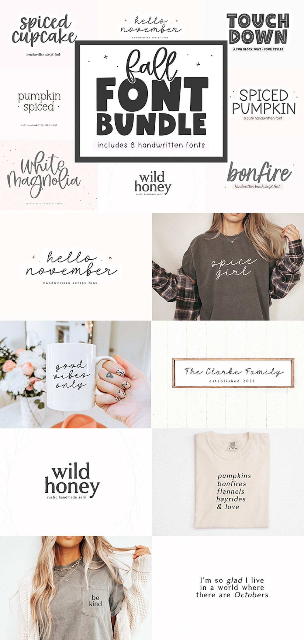 Fall Font Bundle - 8 Fonts For Crafters