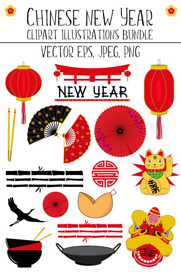 Chinese New Year Clipart | Chinese New Year Graphics Bundle