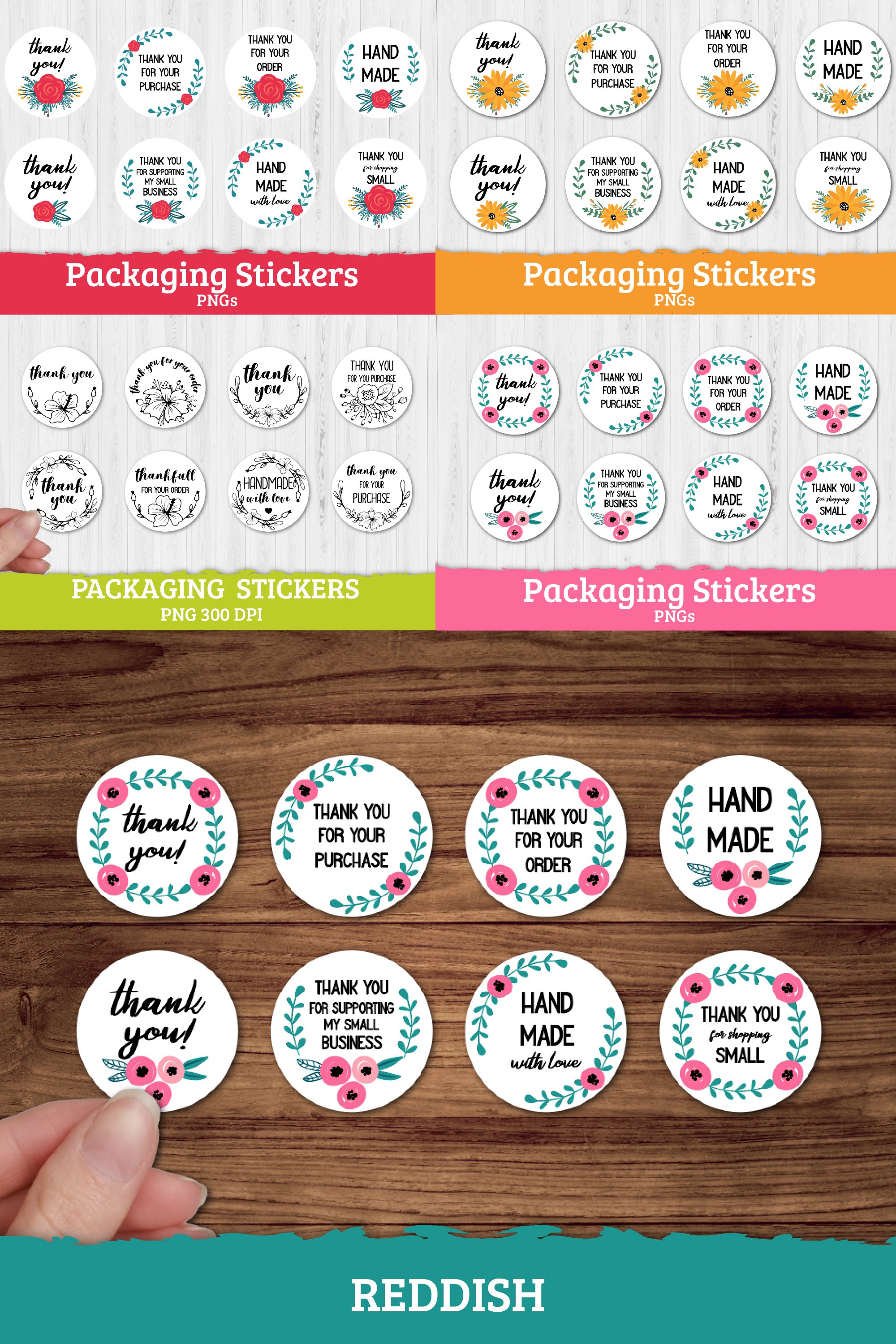 32 Small Business Stickers set, 32 Packaging labels PNG