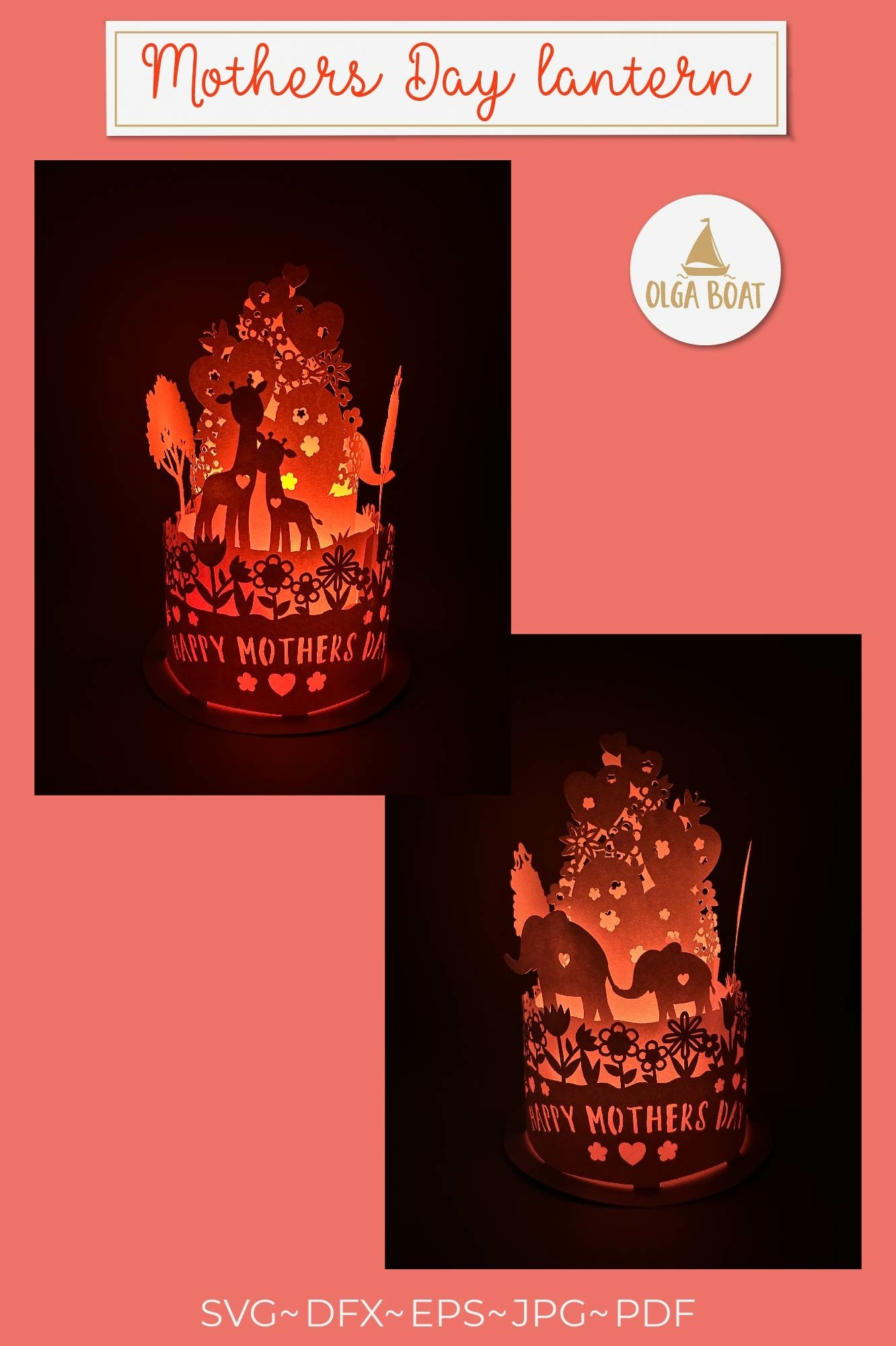 Happy mothers day lantern svg | 3d lantern paper cut files