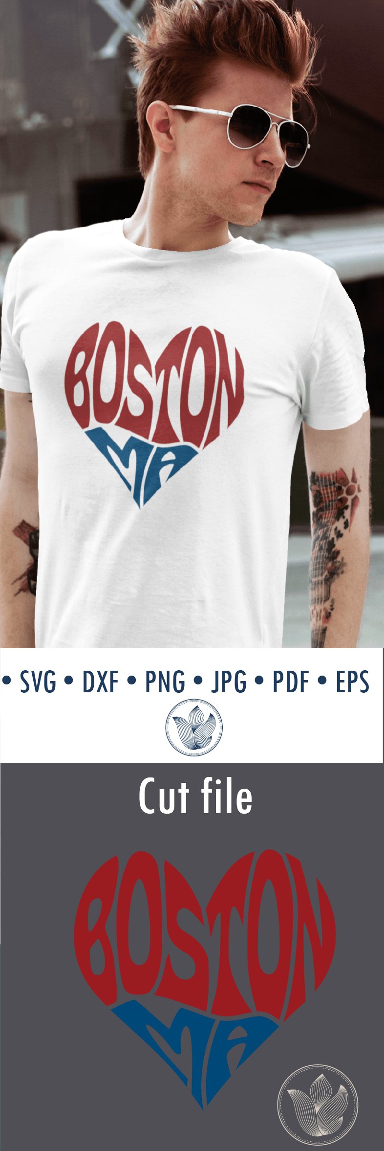 Boston Ma word art heart SVG