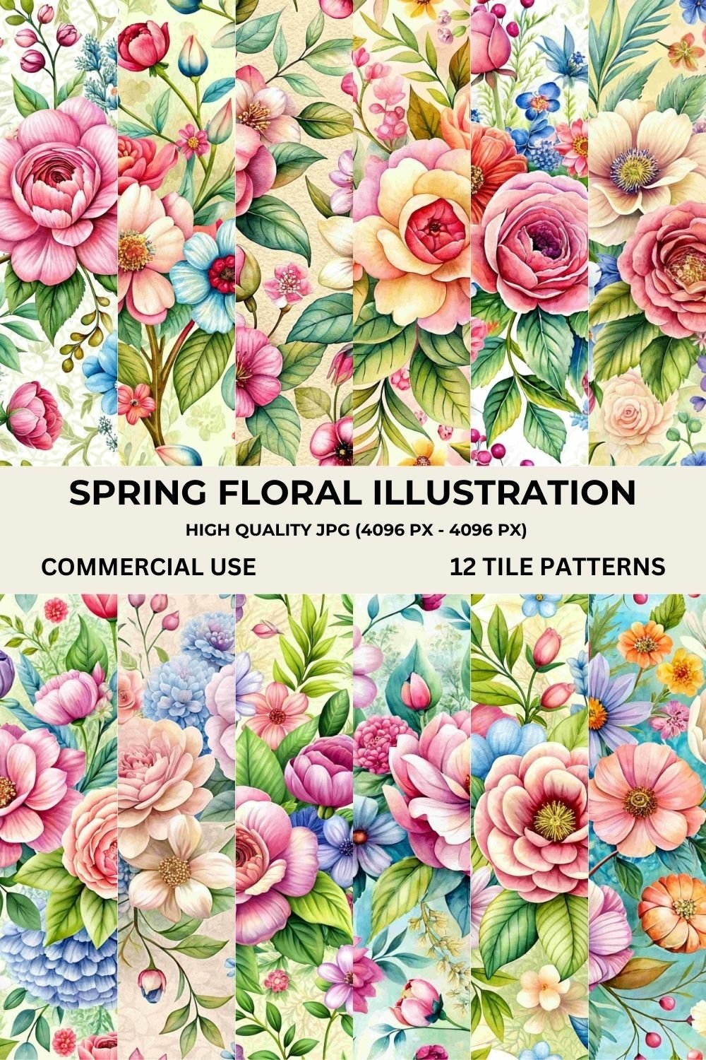 Spring Floral Pattern Illustration Bundle Vibrant Designs