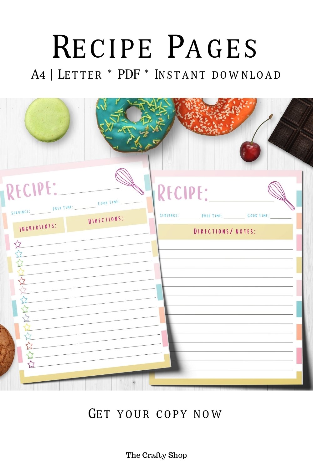 Recipe Page, Recipe Book Insert, Recipe Card