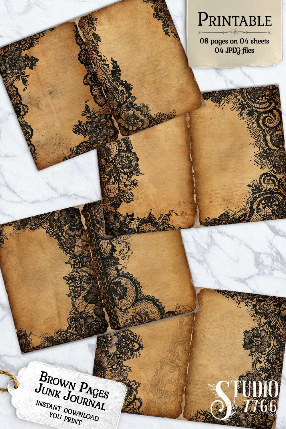Brown Pages with Black Lace Junk Journal