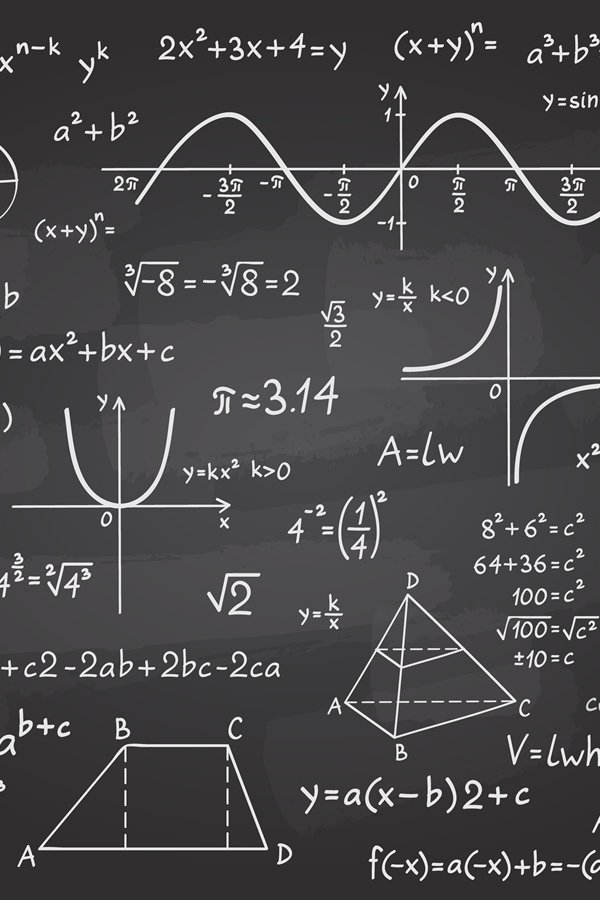 Math formula. Mathematics calculus on school blackboard. Alg