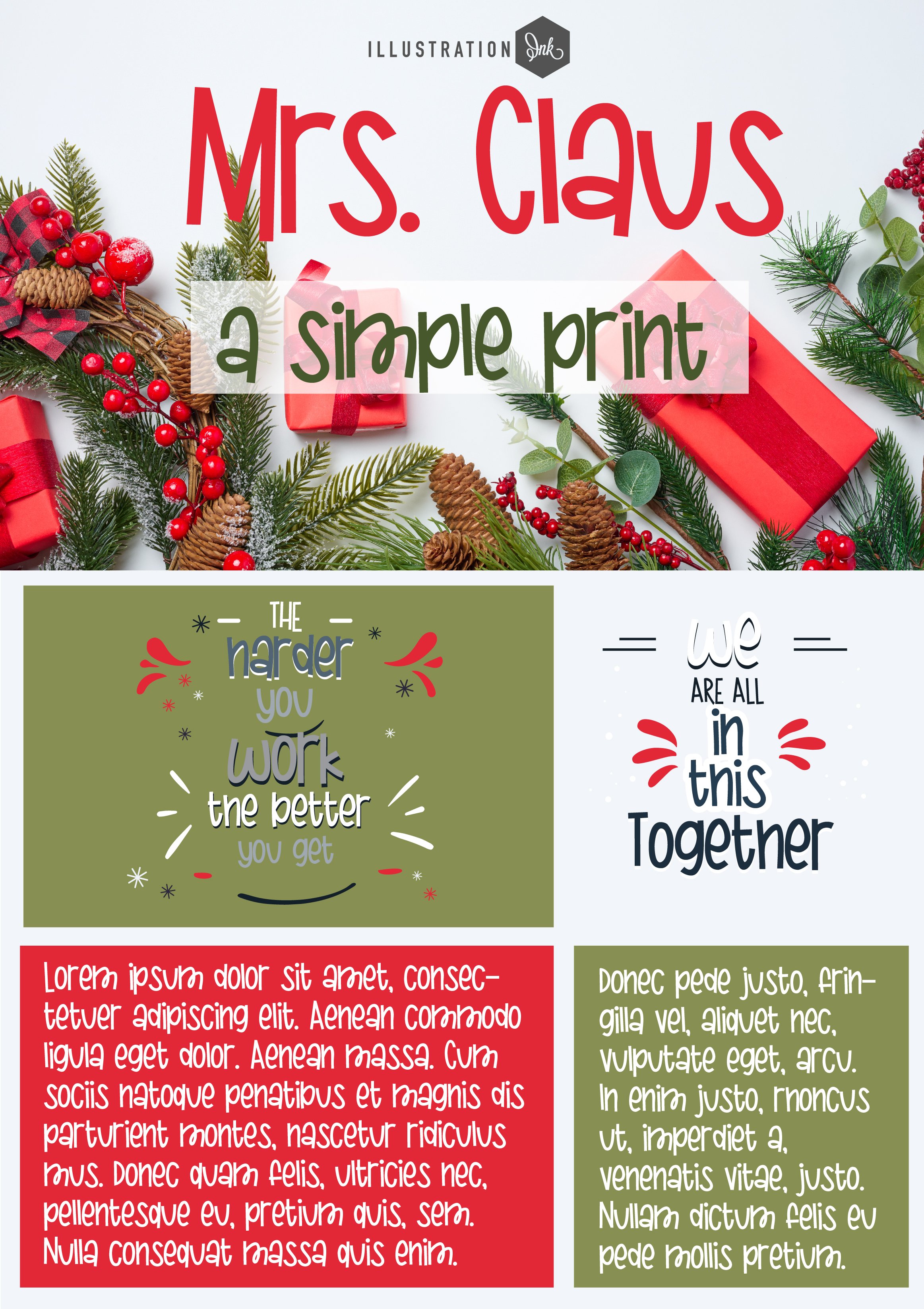 Hand-crafted, hand-written, Christmas script