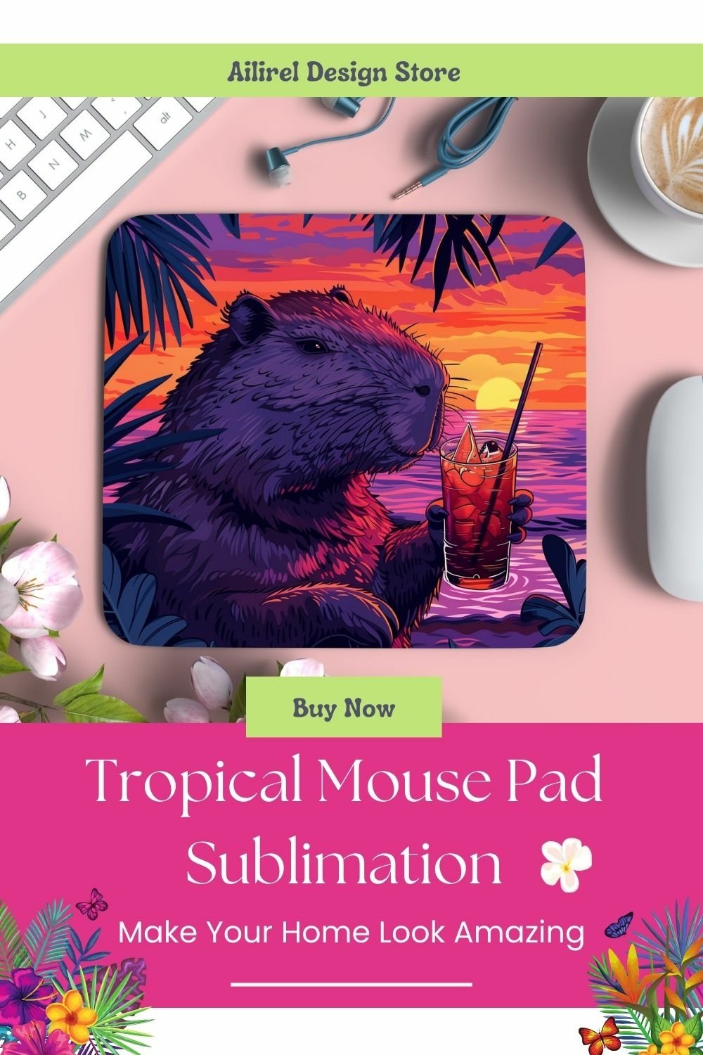 Capybara Mouse Pad Sublimation Design