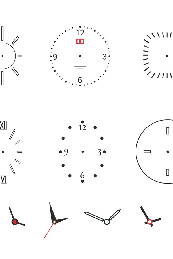Clock faces. Modern wall watch face design. Isolated dials w